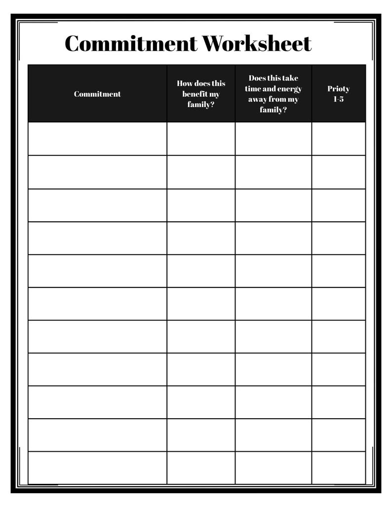 Commitment Worksheet - Etsy