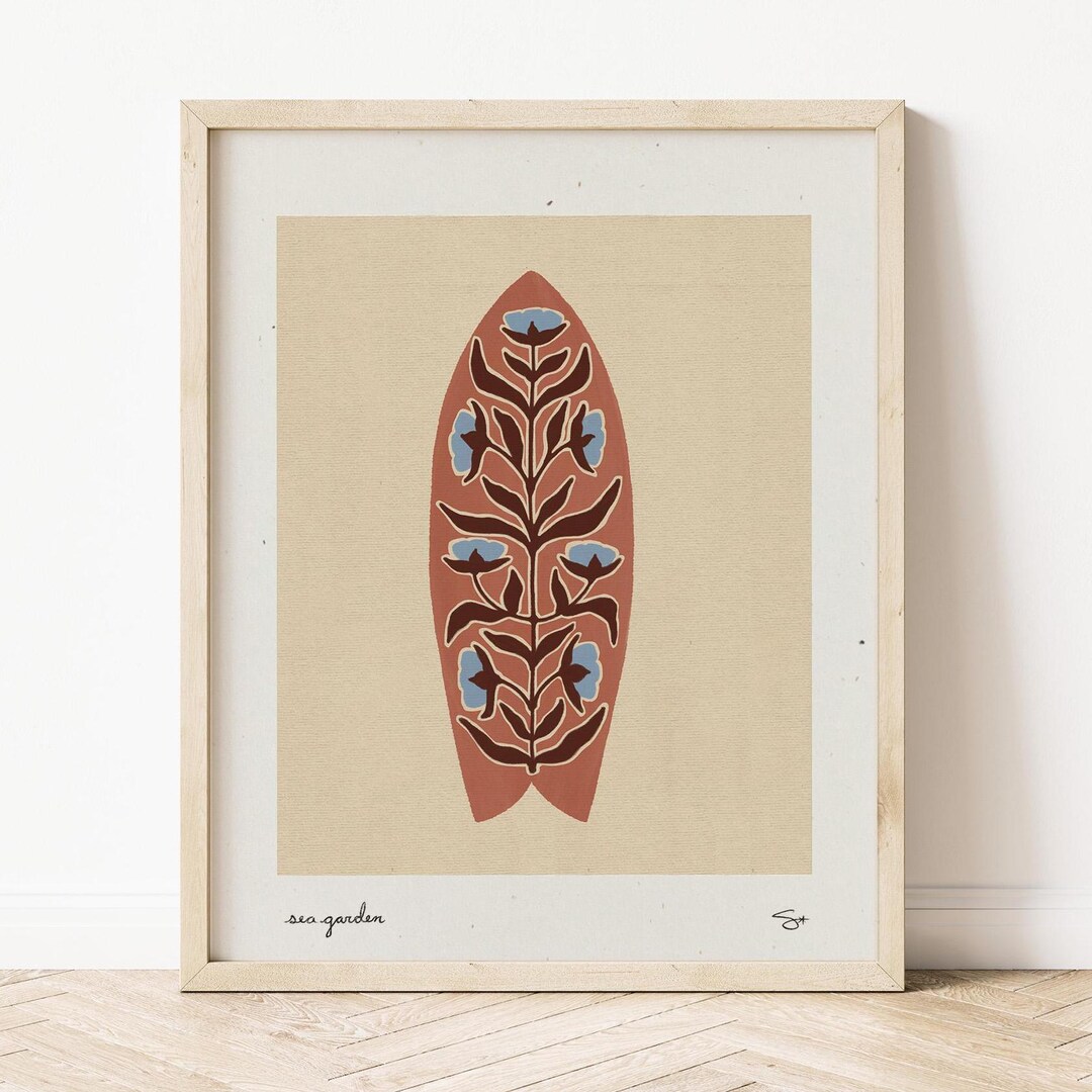 Surfboard Floral 3 || Art Print || Surf Wall Art || Vintage Inspired ...