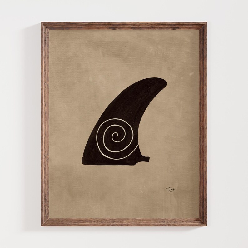 Spiral Surf Fin Art Print: Vintage Inspired Beach Decor - Etsy