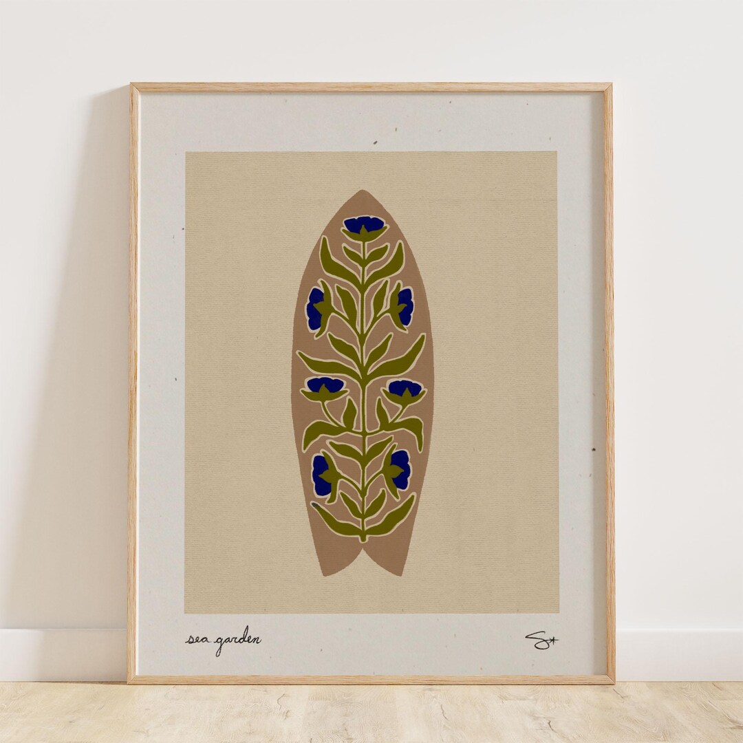 Surfboard Floral 4 || Art Print || Surf Wall Art || Vintage Inspired ...