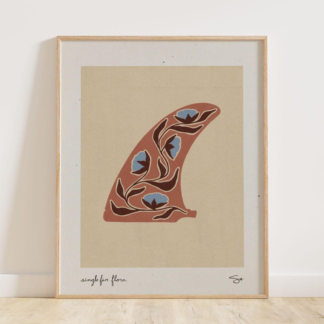 Floral Surf Fin Art Print: Vintage Inspired Coastal Decor - Etsy