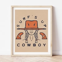 Surf's up Cowboy | Vintage Postcard Beach Decor | Retro Beach Poster ...