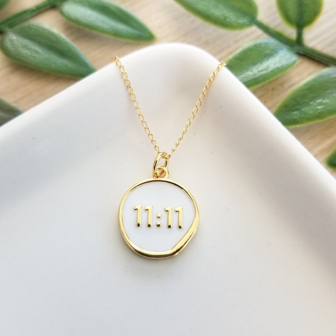Enamel Good Luck Pendant Necklace A Gold and White Enamel - Etsy