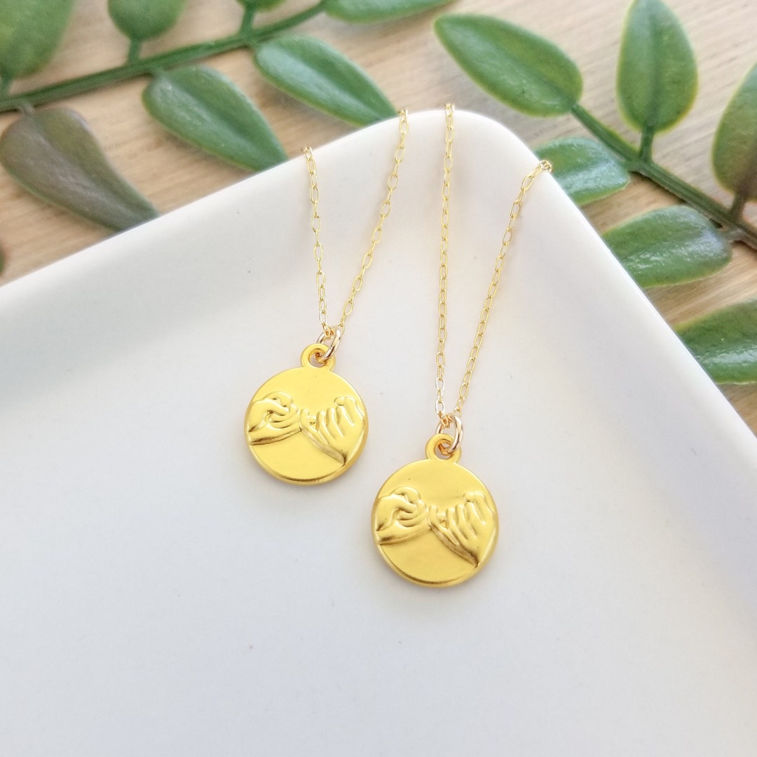 Friendship Pinky Promise Pendant Necklace A Matte Gold Pinky Promise ...