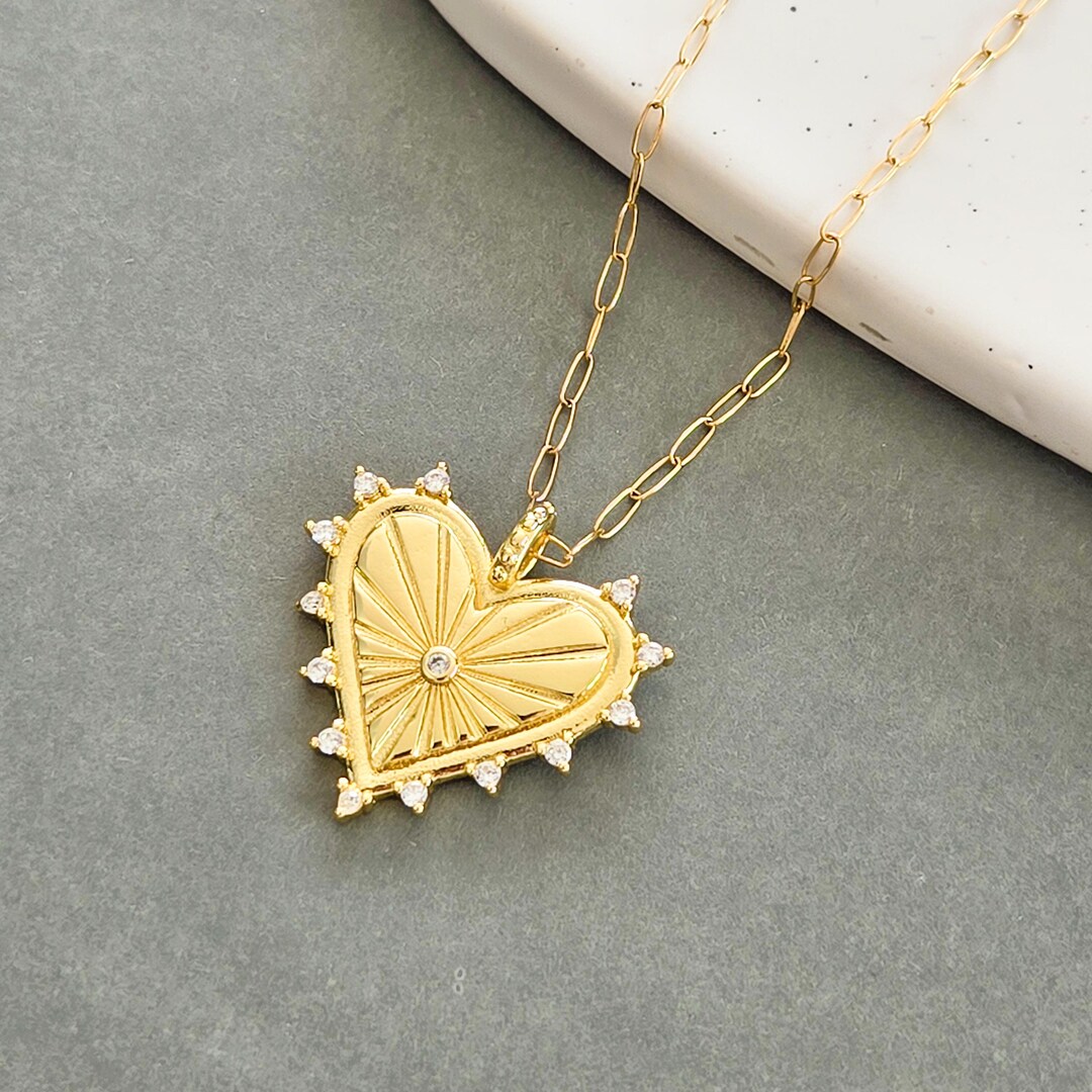 Diamond Spiked Heart Necklace | A Jewel Spiked Heart Statement Necklace ...