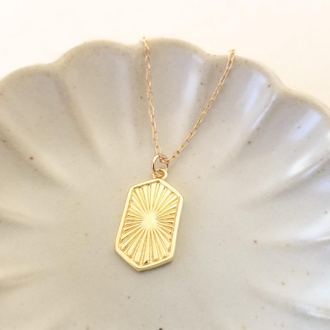 Hexagon Sunburst Pendant Necklace | A Vintage Inspired Pendant With a ...