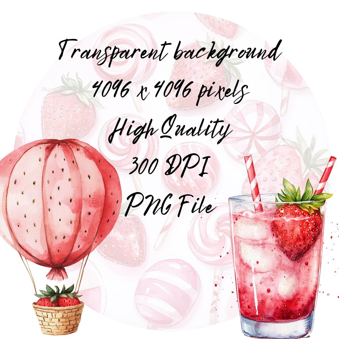 Watercolor Strawberry Clipart: Summer Fruits PNG (digital Download ...