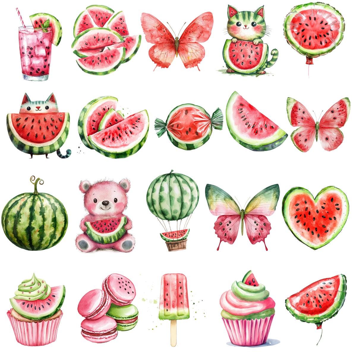 Watermelon Clipart, Summer Watercolor Watermelon PNG, Summer Clipart ...