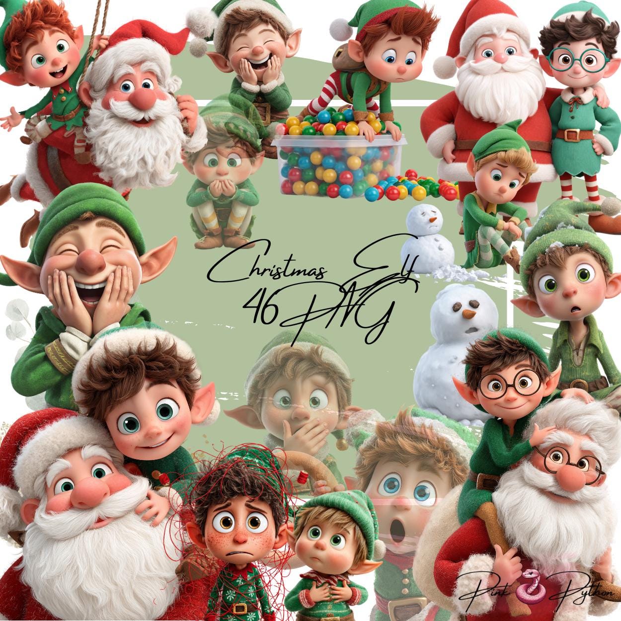 Christmas Elf Clipart | Cute 3D Elf Pngs Clipart, Santa & Kids PNG ...