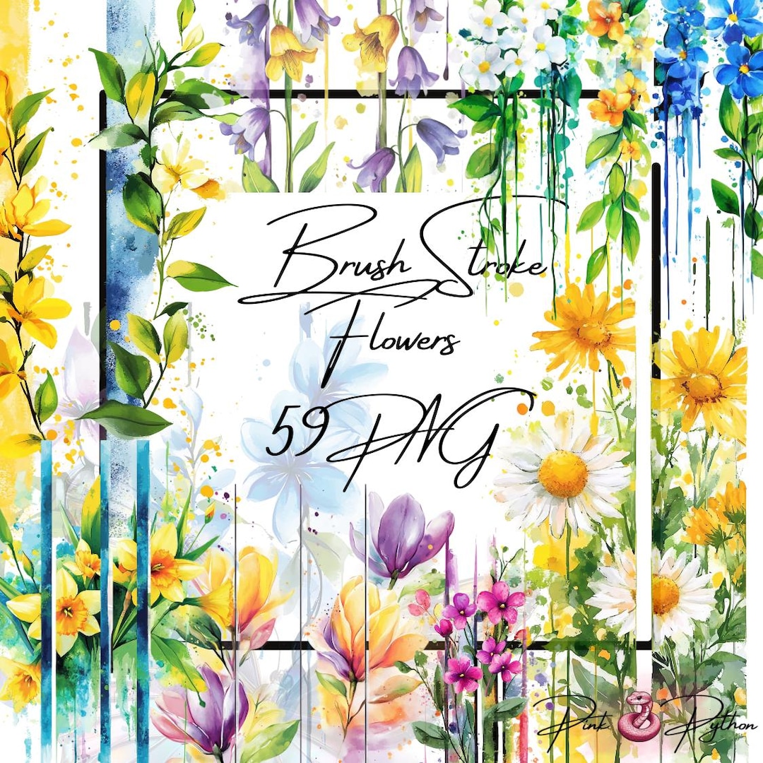 Brush Stroke Flower Clipart: Spring Floral Pngs (instant Download) - Etsy