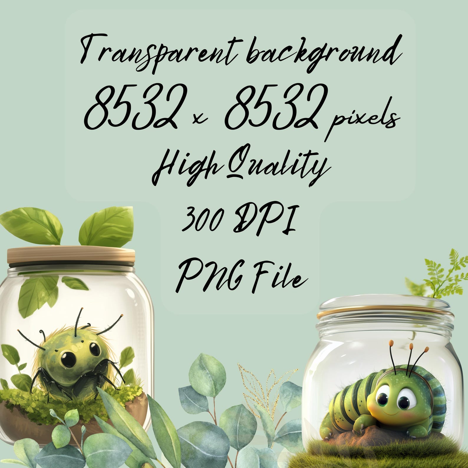 Insects in a Jar Clipart: Funny Cartoon Bugs PNG - Etsy