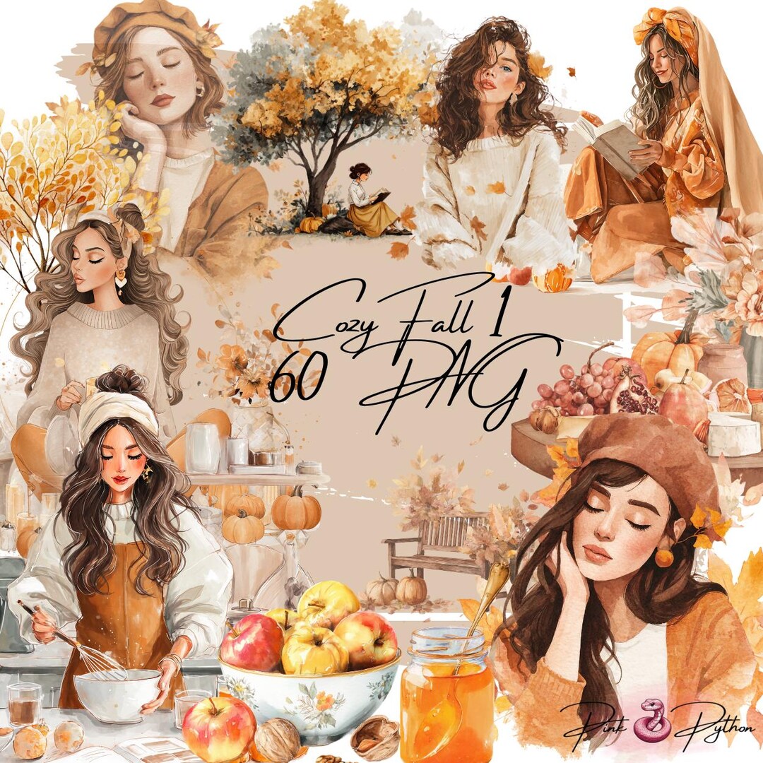 Autumn Watercolor Clipart Bundle | Cozy Fall Aesthetic (digital ...