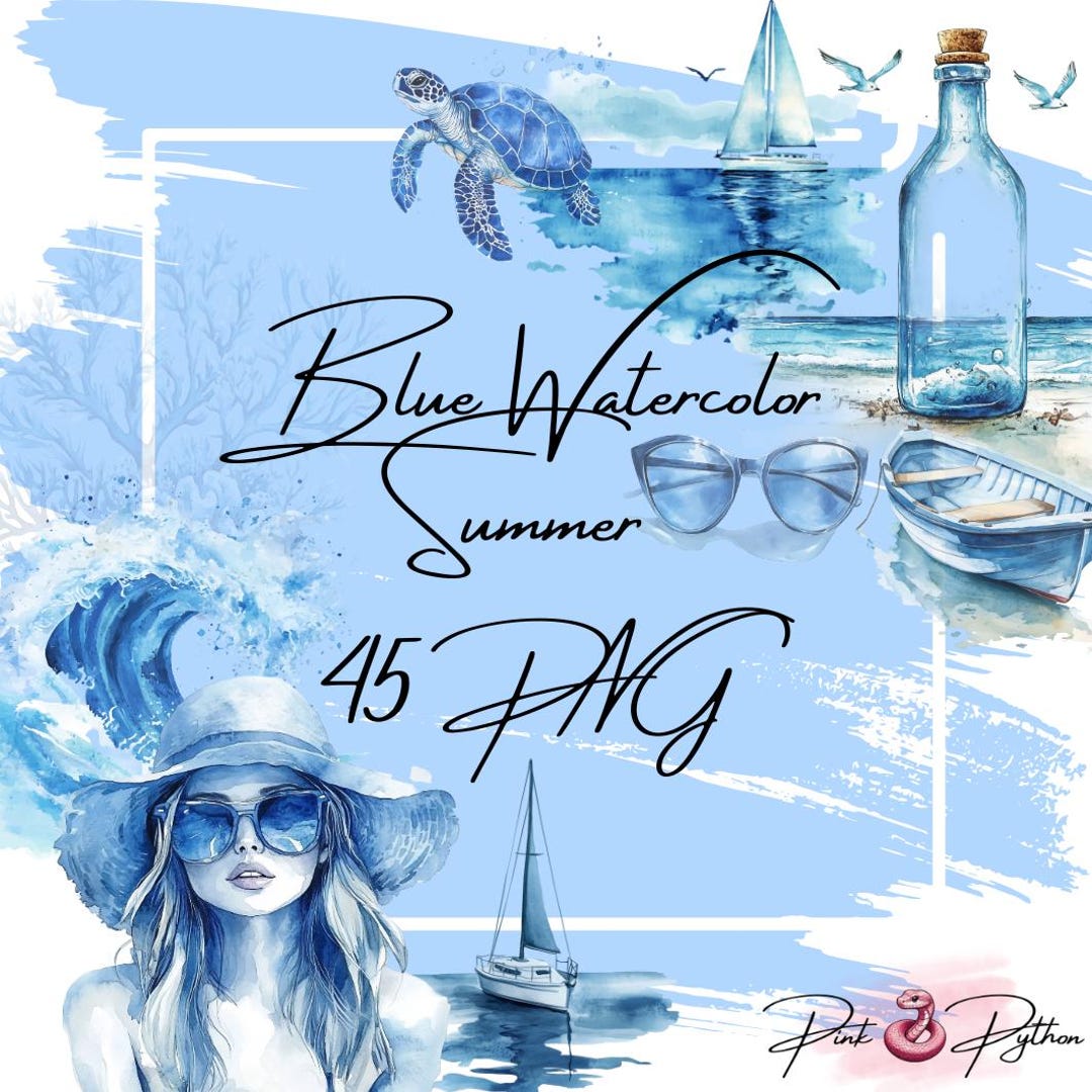 Watercolor Summer Clipart Bundle: Beach & Nautical Art (digital ...