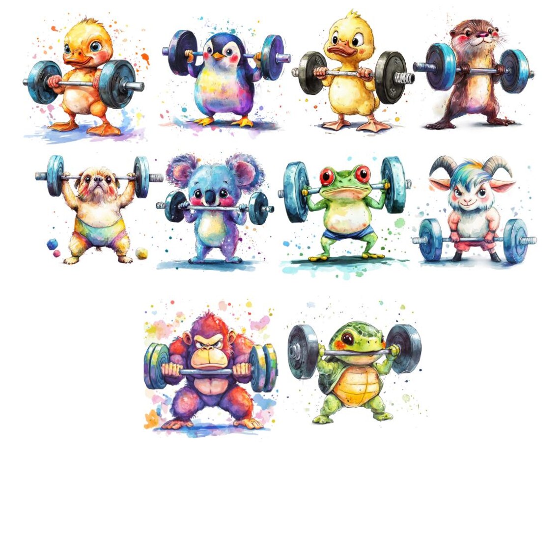 Watercolor Fitness Animals Clipart: Gym Pets PNG (digital Download) - Etsy