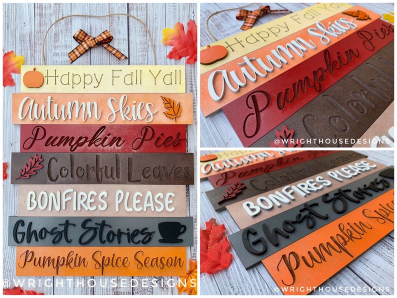 Happy Harvest Autumn Bucket List Stacked Sign Bundle - Seasonal Wall ...