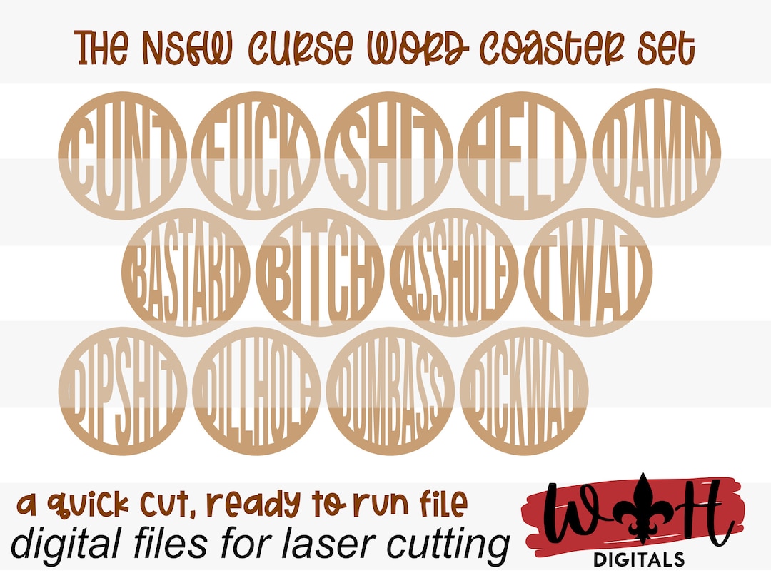 Nsfw Curse Word Coffee and Tea Coaster Set Quick Cut Files for Laser ...