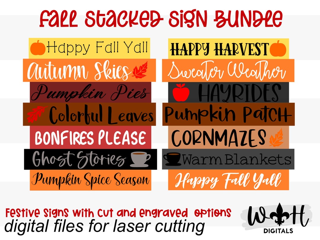 Happy Harvest Autumn Bucket List Stacked Sign Bundle - Etsy