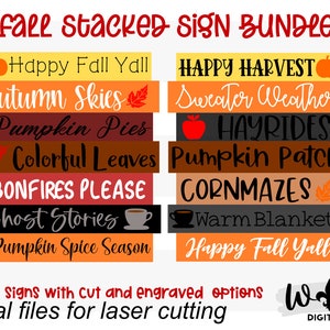 Happy Harvest Autumn Bucket List Stacked Sign Bundle - Seasonal Wall ...