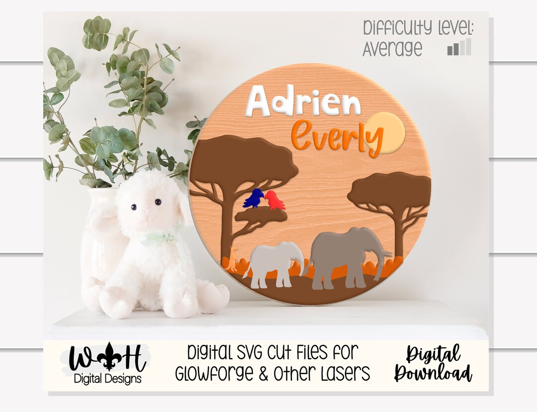 Elephants on the Savanna Baby Nursery Round - Sign Making Home Decor ...