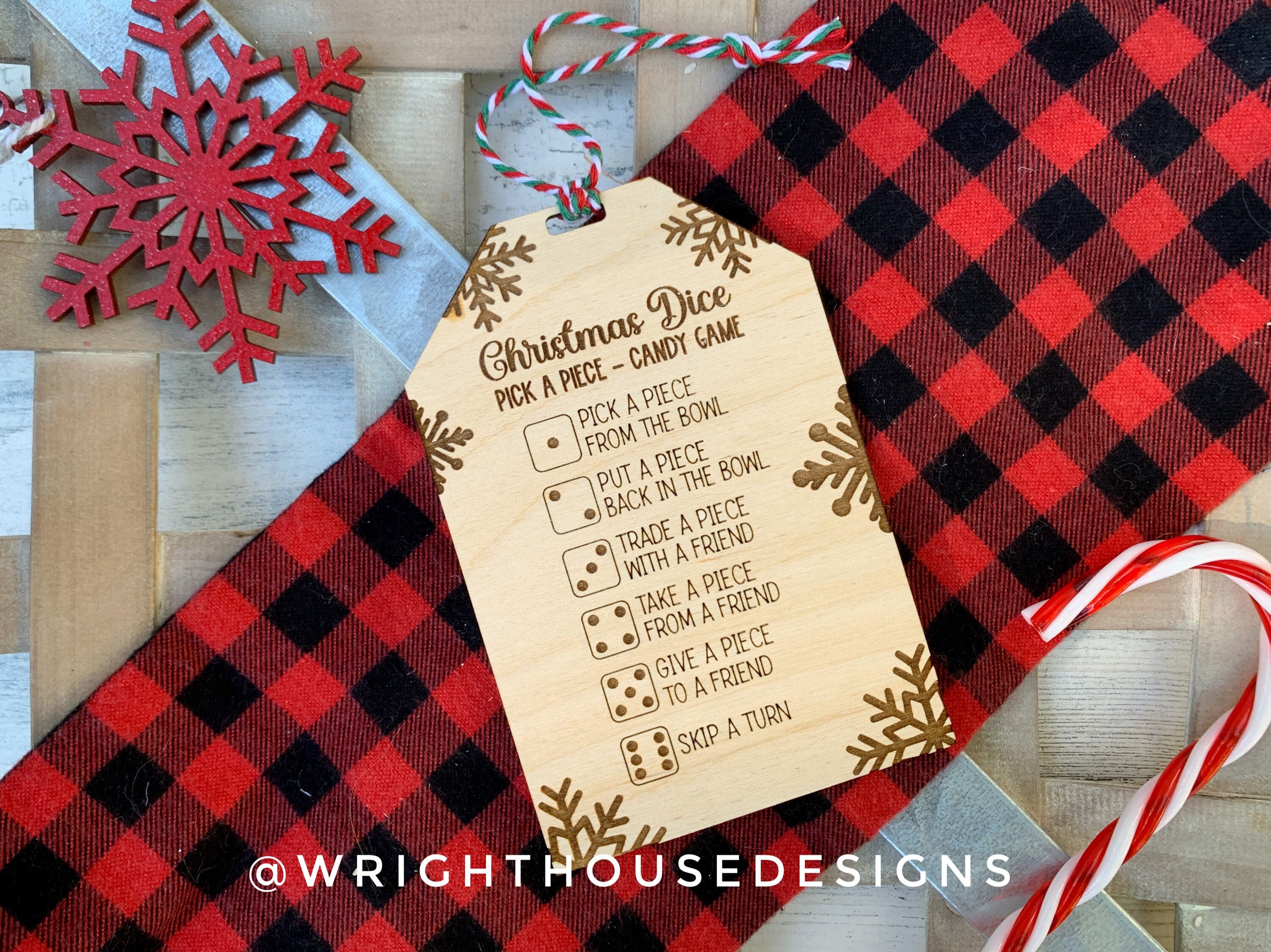 Christmas Dice Game Tags Set 2 - Laser Engraved Stocking Stuffer Gifts ...