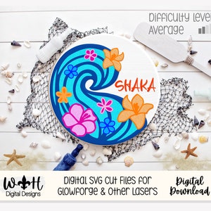 Shaka Tropical Waves Hibiscus Door Hanger - Summer Floral Sign Making ...