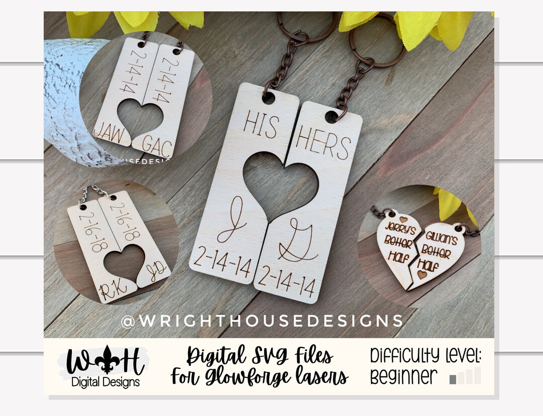 Couples Interlocking Heart Keychains for Valentine's Day - His and Her ...