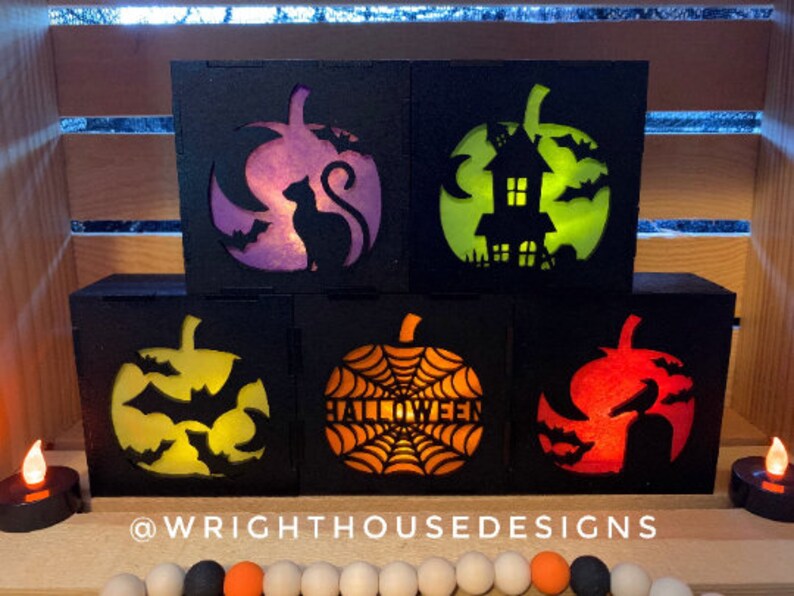 Halloween Illuminating Interlocking Shadow Boxes - Light up Seasonal ...