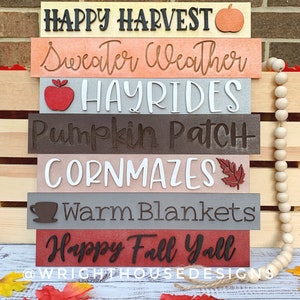 Happy Harvest Autumn Bucket List Stacked Sign Bundle - Seasonal Wall ...