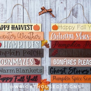 Happy Harvest Autumn Bucket List Stacked Sign Bundle - Seasonal Wall ...