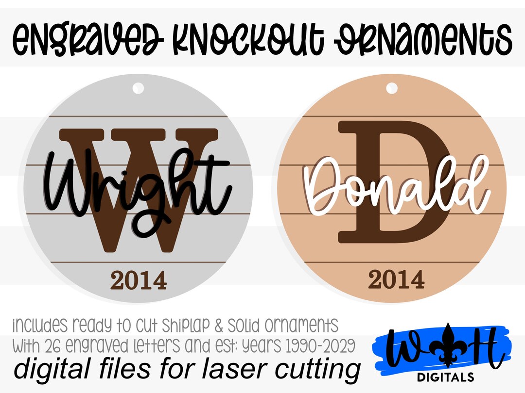 Rustic Engraved Est Layered Knockout Ornament Set Engraved - Etsy