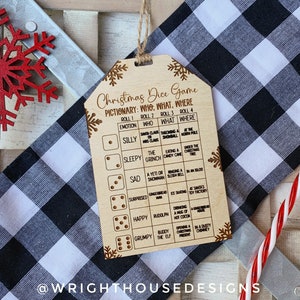 Christmas Dice Game Tags Set 1 - Laser Engraved Stocking Stuffer Gifts ...