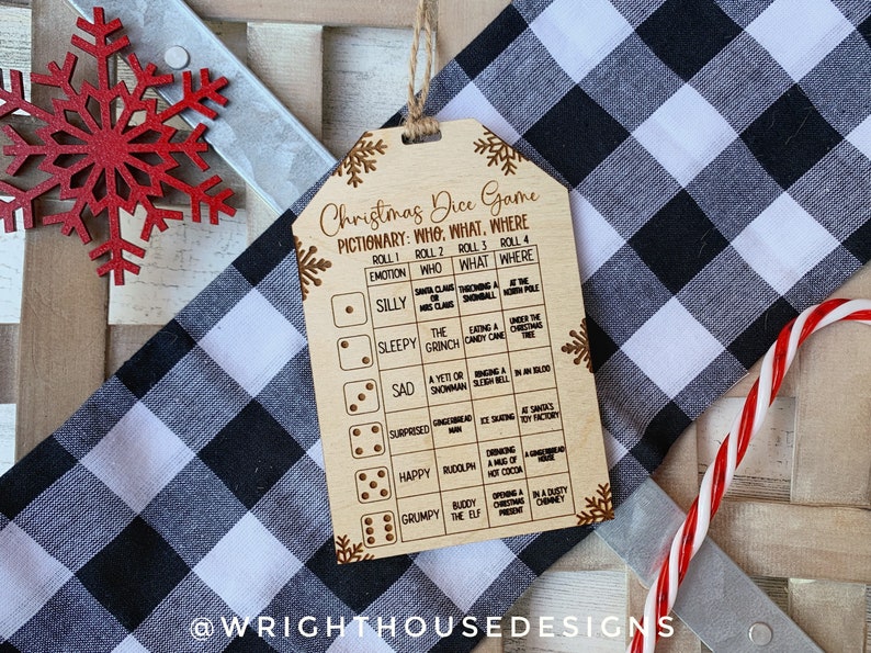 Christmas Dice Game Tags Set 1 - Laser Engraved Stocking Stuffer Gifts ...