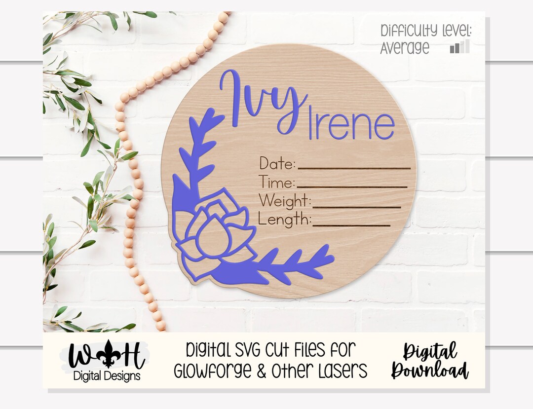 Baby Birth Stat Rose and Thorns Floral Round - Personalizable Nursery ...
