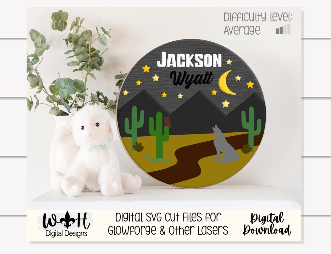 The Desert at Night Baby Boy Nursery Round - Sign Making Home Decor and ...
