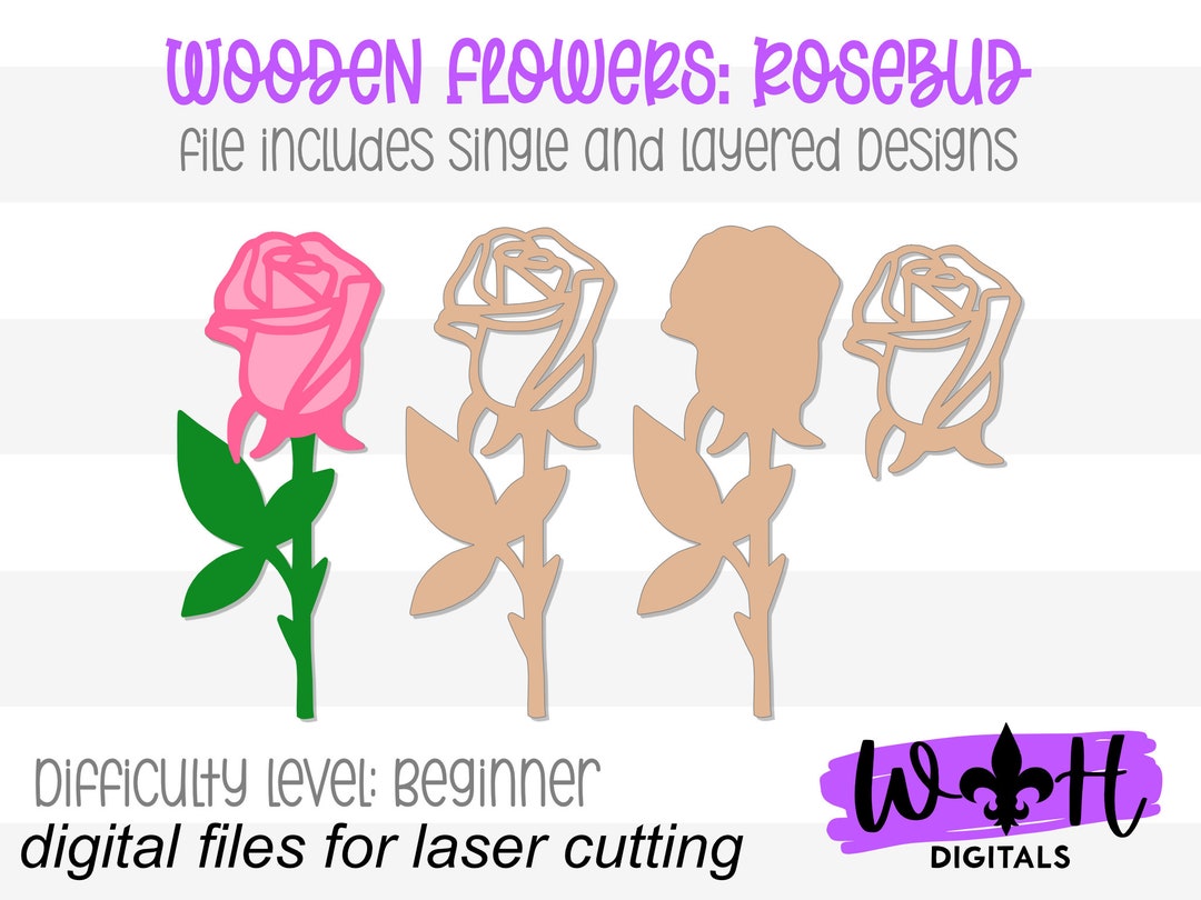 Rosebud Wooden Laser Cut Flowers Simple Diy Florals for - Etsy