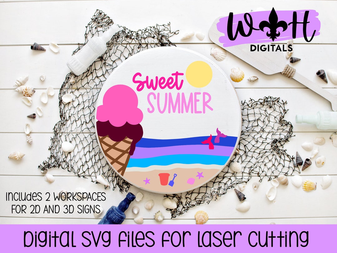 Sweet Summer Ice Cream Cone Beach Door Hanger Round Sign - Etsy France