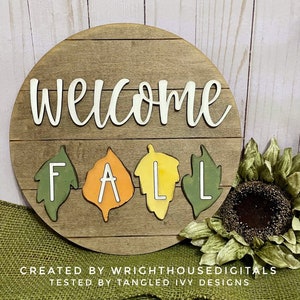 Welcome Fall in Leaves Door Hanger Round - Seasonal Sign Making and DIY ...