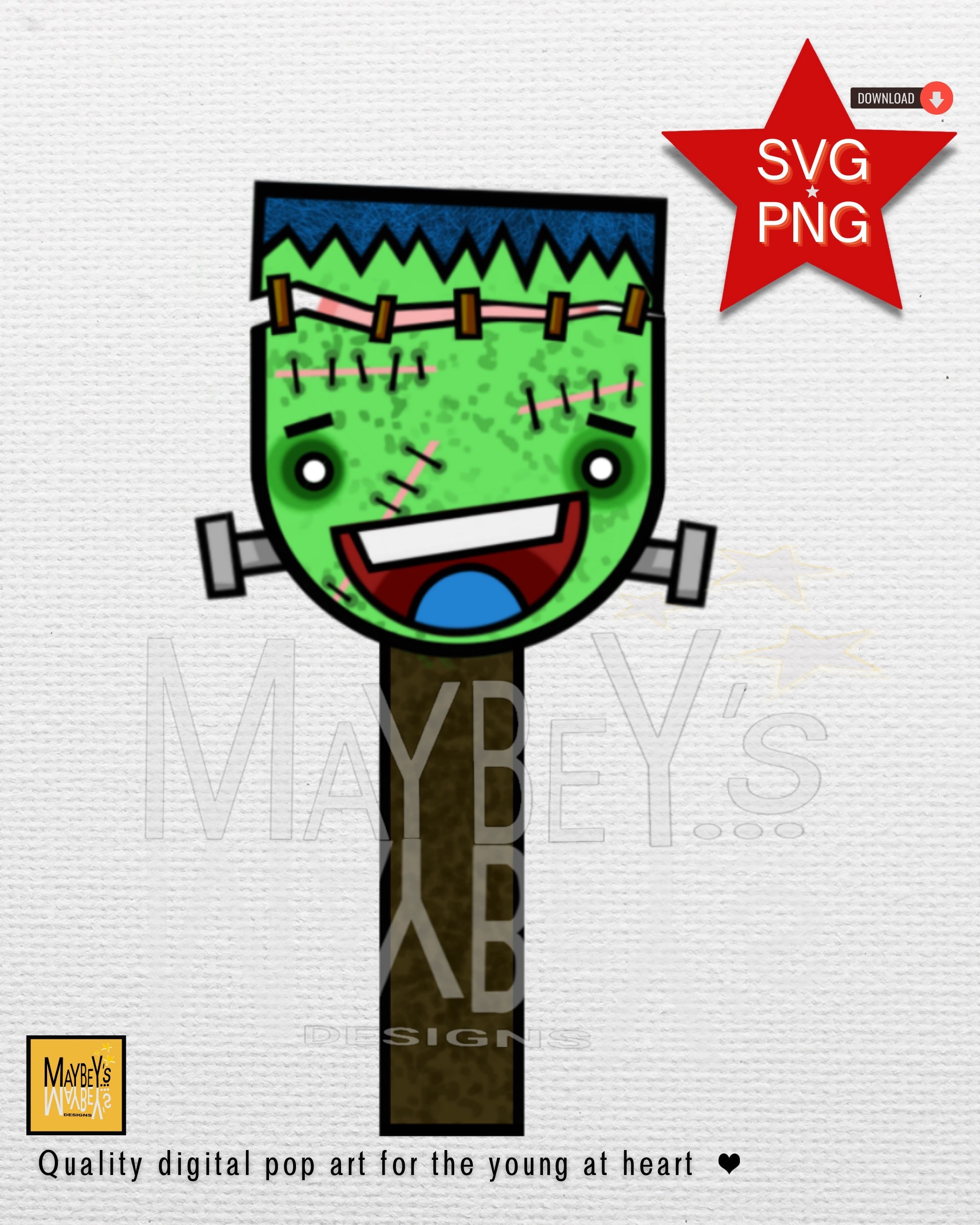 Frankenstein Monster. Cute Cartoon Digital Pop Art. SVG PNG - Etsy