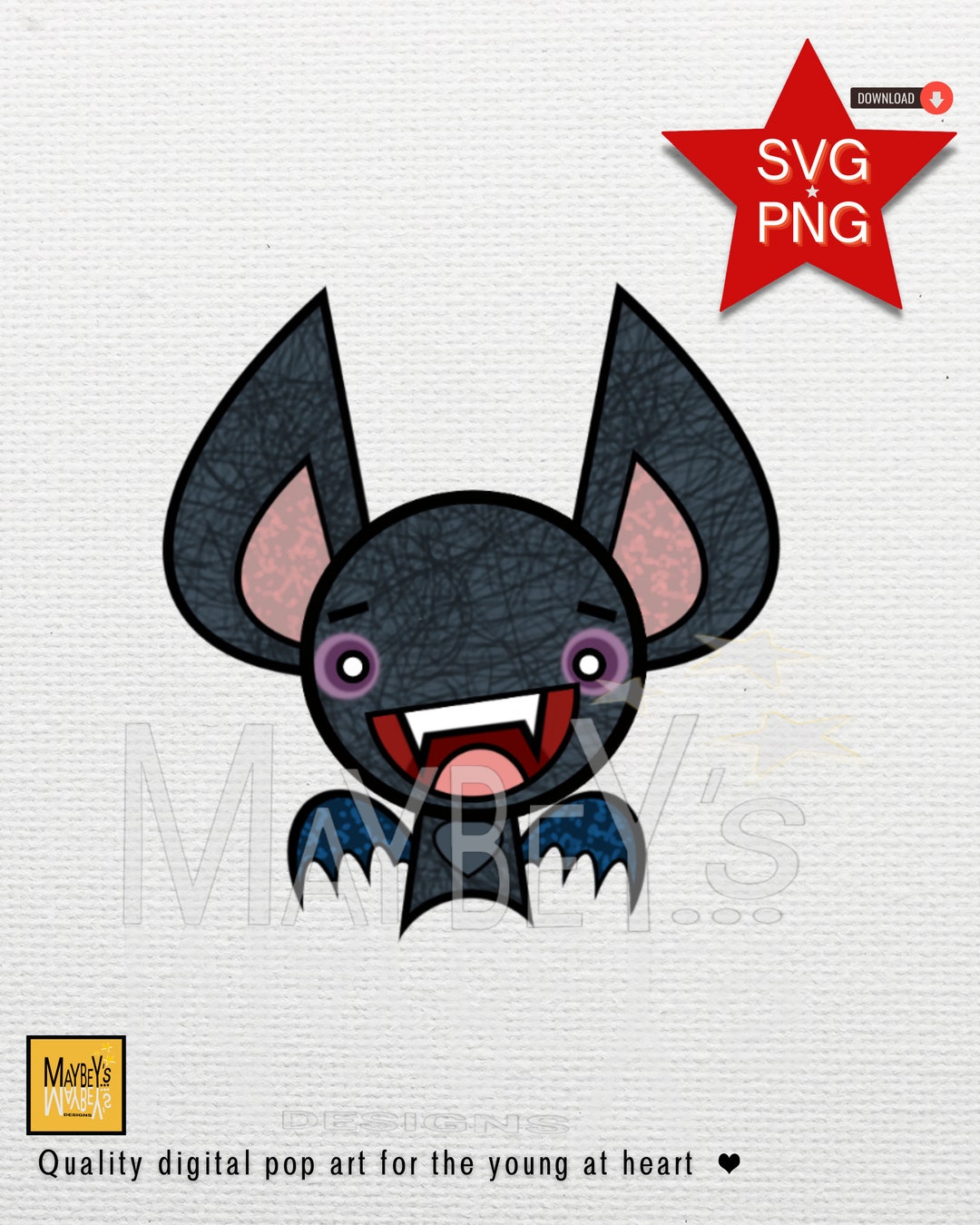 Cute Vampire Bat Cartoon. Digital Download Clip Art, Decal, Crafting ...