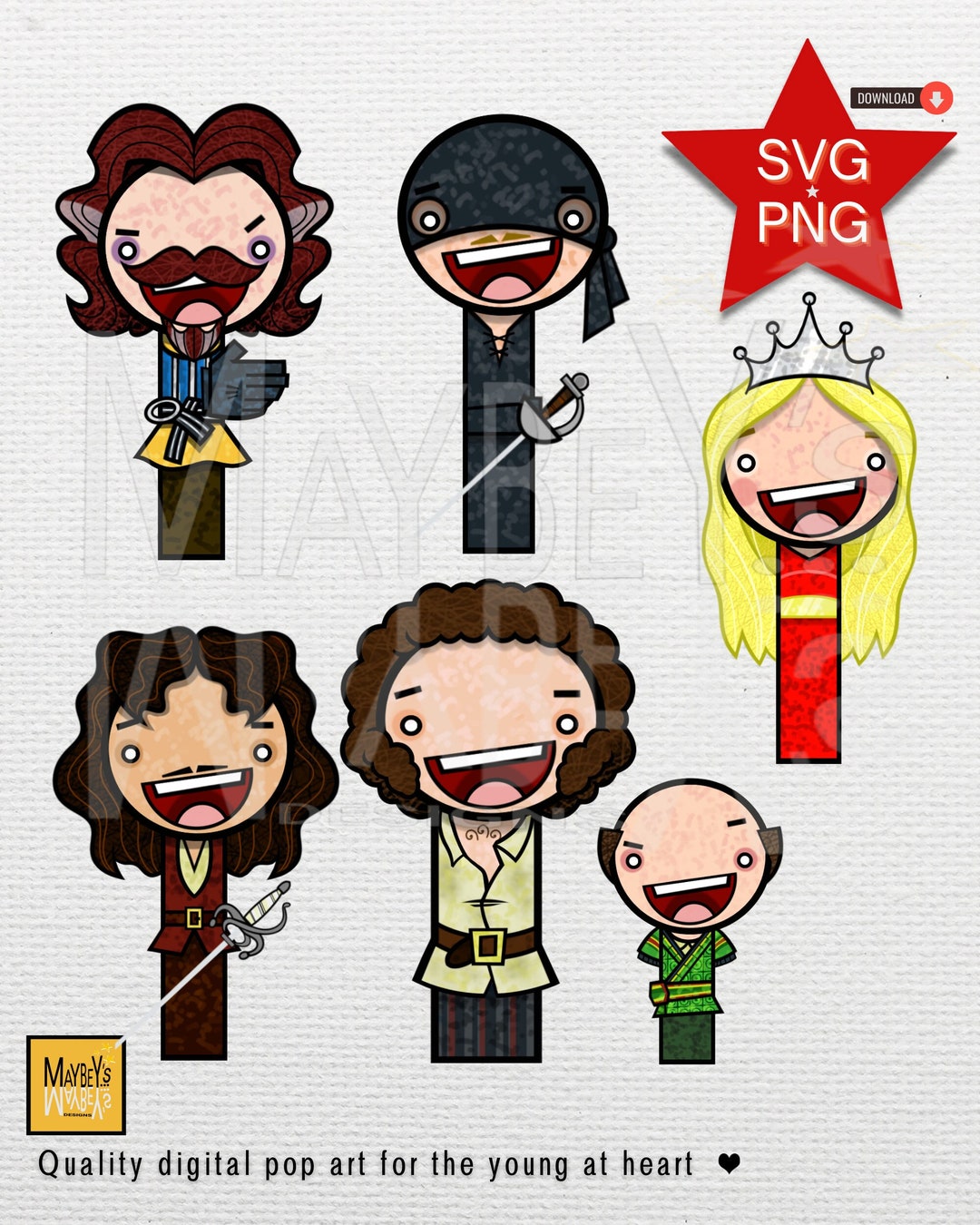 The Princess Bride Tribute Art Bundle- Digital Cartoon Pop Art. SVG ...