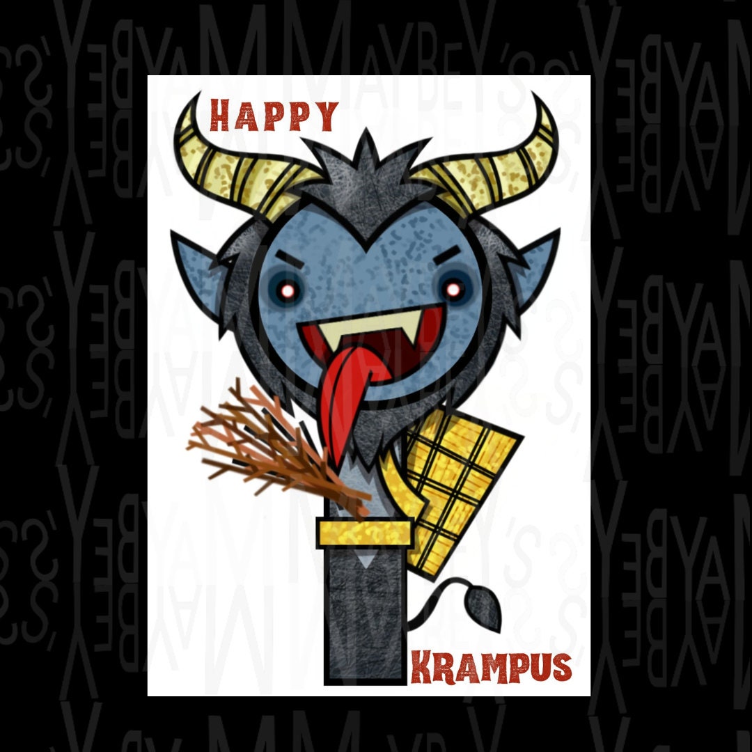 Krampus Cartoon Gift Cards. Instant Download 4 Design Set. 5 X 7 PDF ...