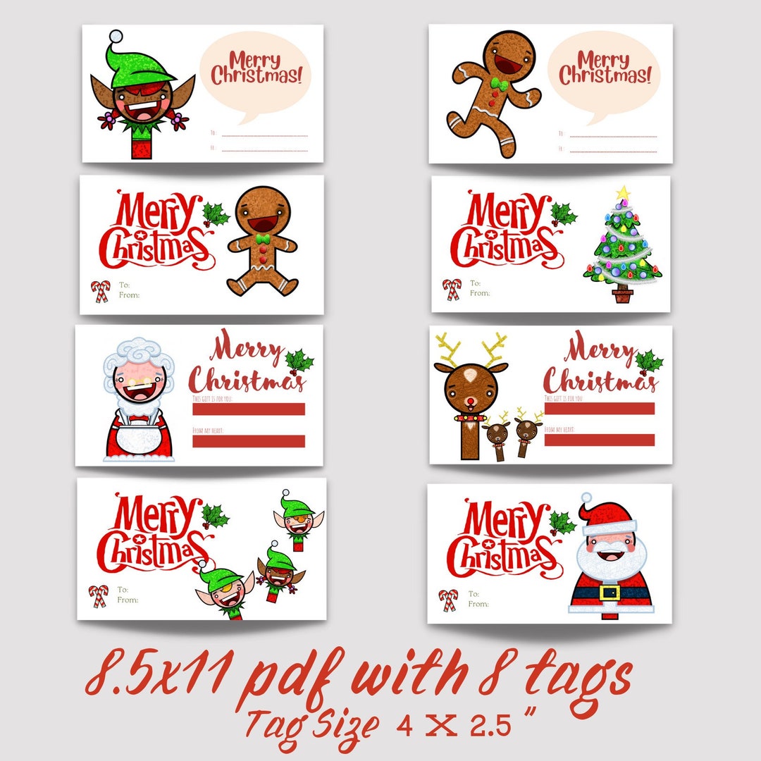 Printable Gift Tags. Adorable Christmas Cartoons. Santa | Mrs. Claus ...