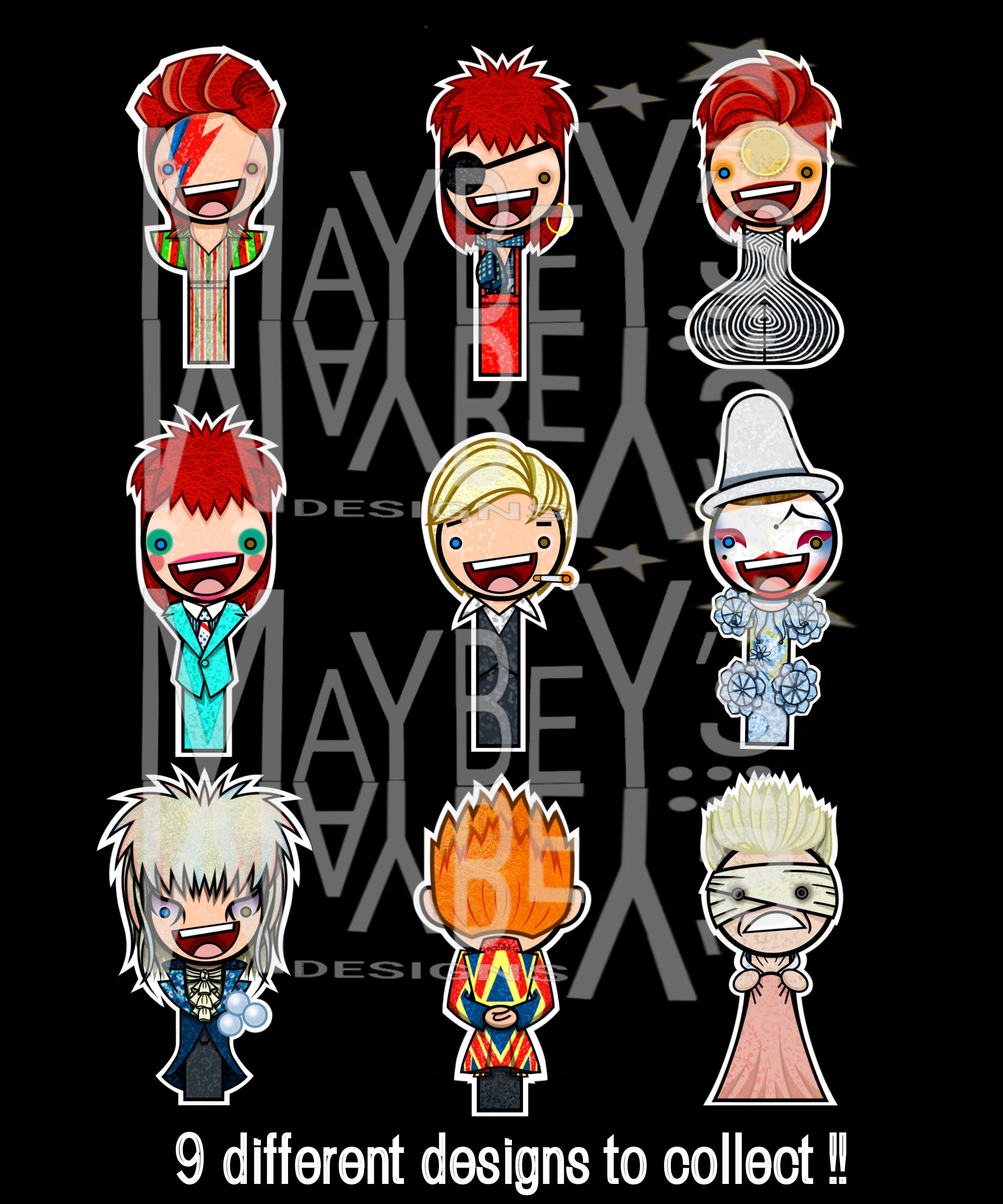 Life on Mars. Bowie Iconic Looks. Digital Cartoon Pop Art. SVG, PNG ...