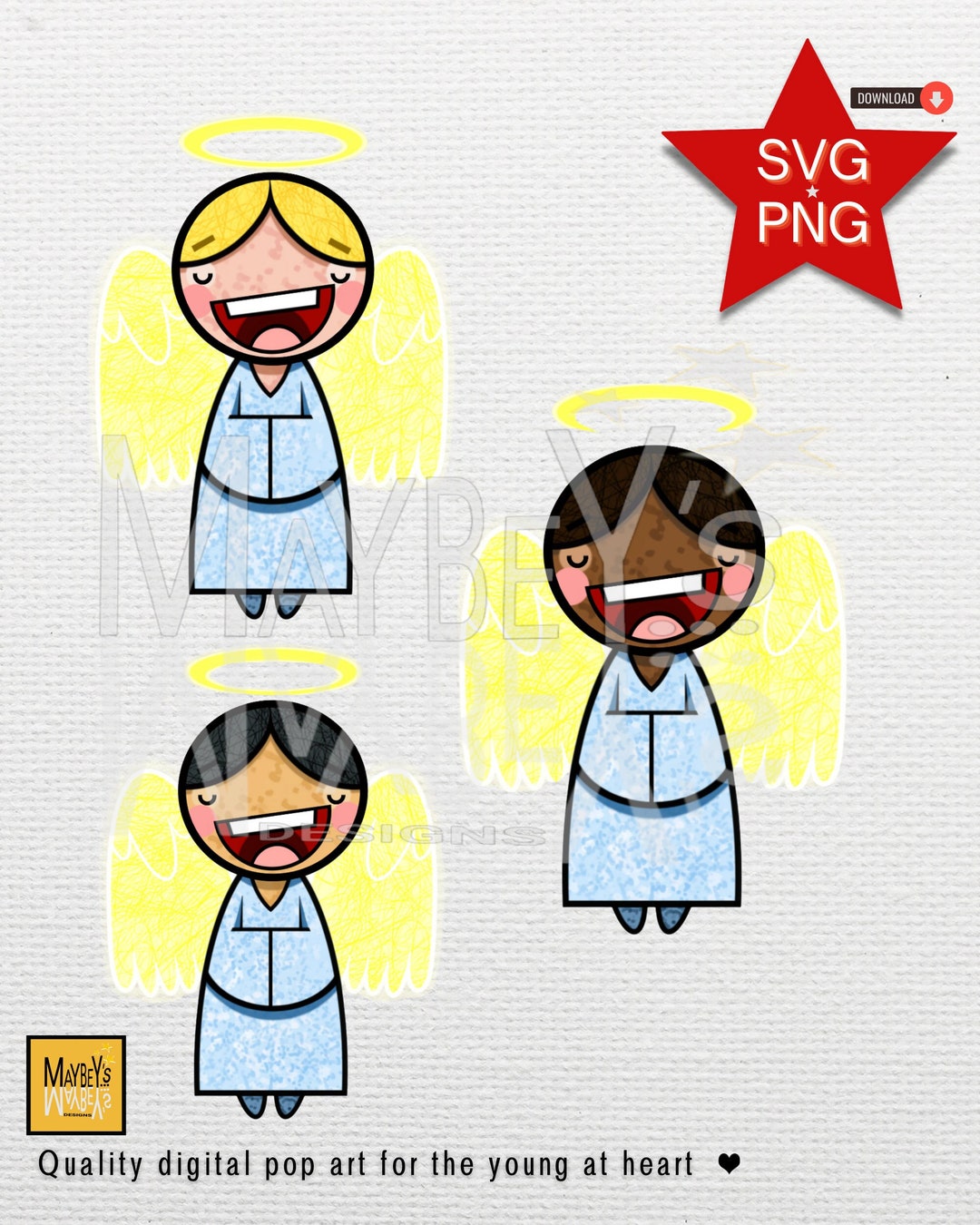 Cute Cartoon Christmas Angels. Christmas Clip Art | Gift Tags ...