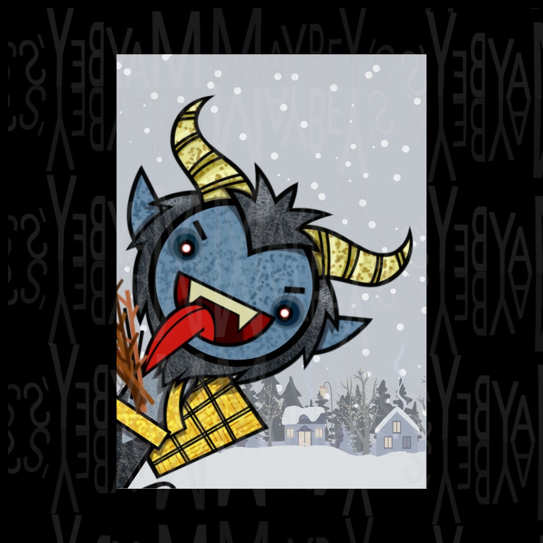 Krampus Cartoon Gift Cards. Instant Download 4 Design Set. 5 X 7 PDF ...