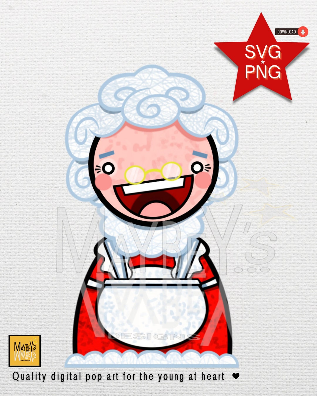 Cute Cartoon Mrs. Claus. Christmas Clip Art | Gift Tags | Ornaments ...
