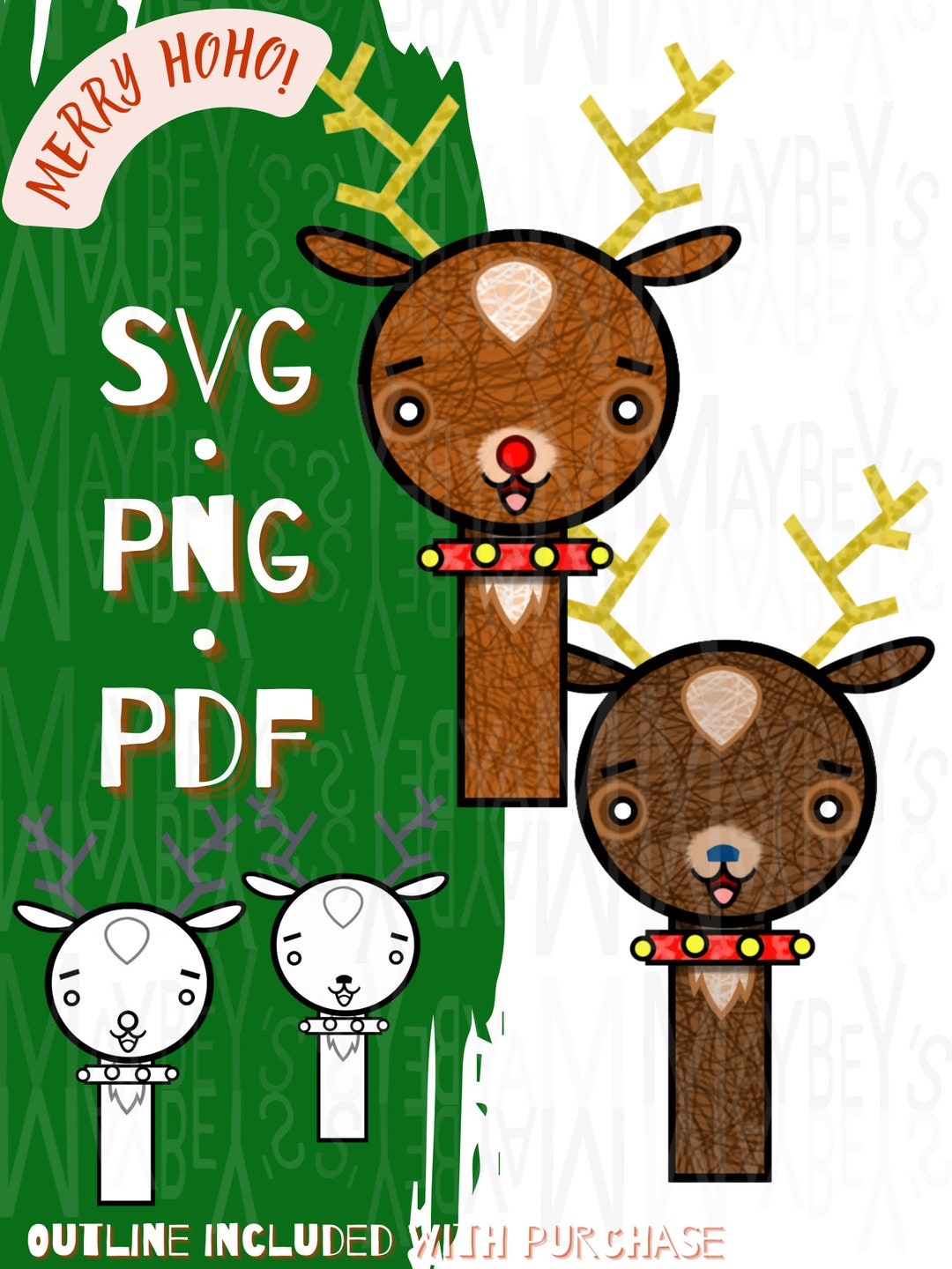 Cute Rudolph & Reindeer. Cartoon Christmas Clip Art | Gift Tags ...