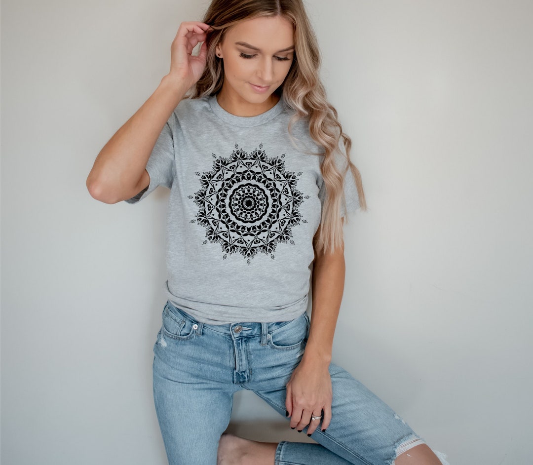 Mandala Shirt, Floral Mandala Lotus Shirt, Mandala Graphic Tee ...