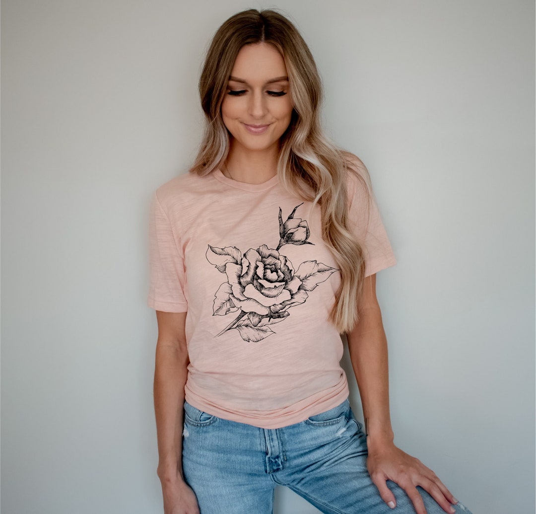 Rose Graphic Tee, Vintage Rose Shirt, Floral T-shirt, Minimalist Shirt ...