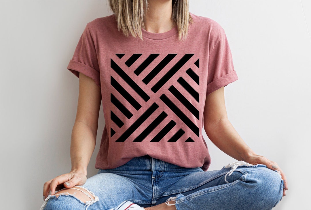 Abstract Pattern Shirt, Striped Shirt, Minimalist Graphic Tee, Boho ...